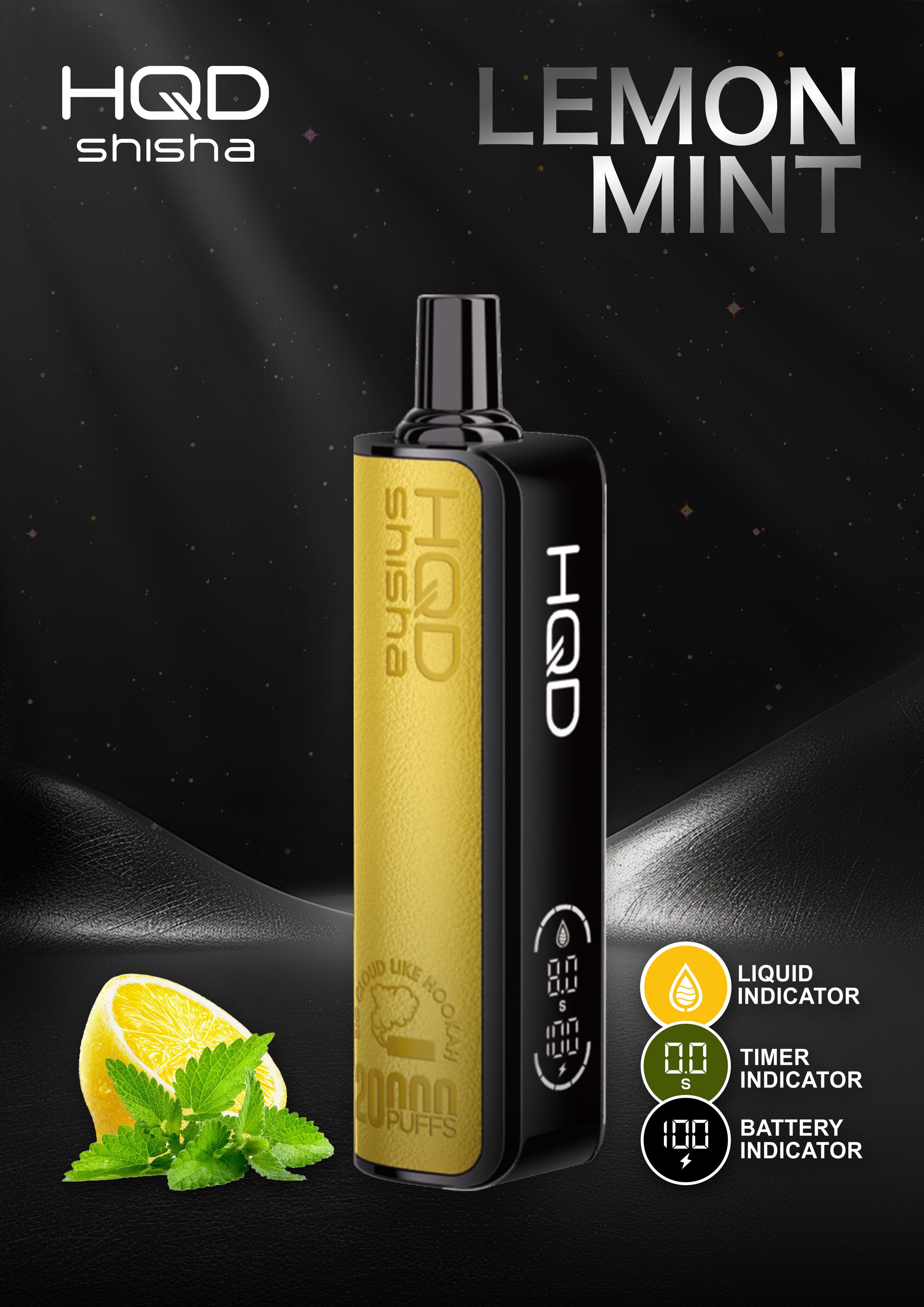 Buy HQD Shisha 20000 puffs – Lemon Mint in UAE | 90 AED | HQD UAE